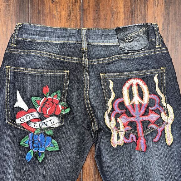 Ed Hardy | Jeans | Ed Hardy Womens Jean Low Rise Straight Leg Black Sz ...
